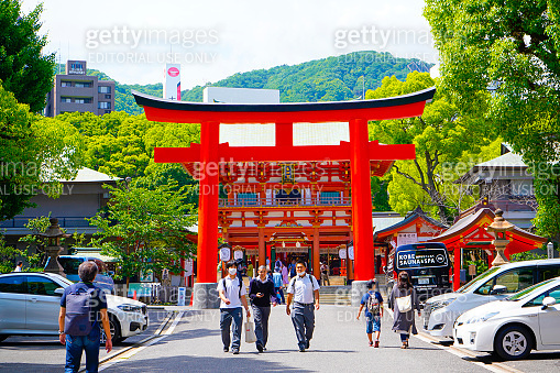 Ikuta Shrine jinja in the Chuo Ward of Kobe, Japan (1154266085) - 게티이미지뱅크