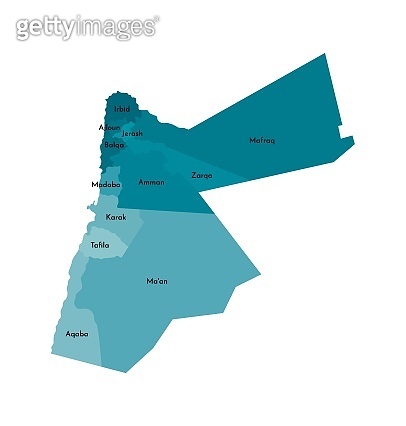Vector isolated illustration of simplified administrative map of Jordan ...