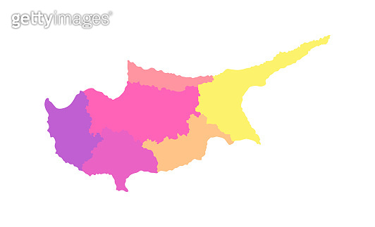 Vector isolated illustration of simplified administrative map of Cyprus ...