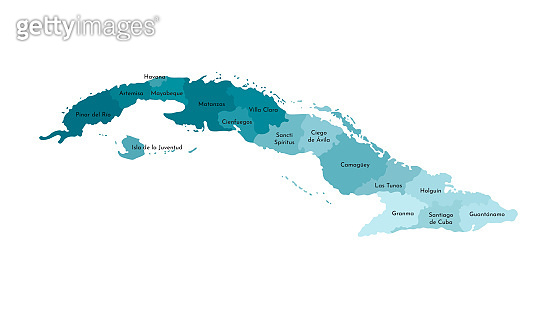 Vector isolated illustration of simplified administrative map of Cuba ...