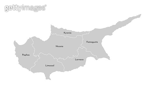 Vector isolated illustration of simplified administrative map of Cyprus ...