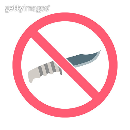 No knife no weapon prohibition sign icon. No knife weapon vector icon ...