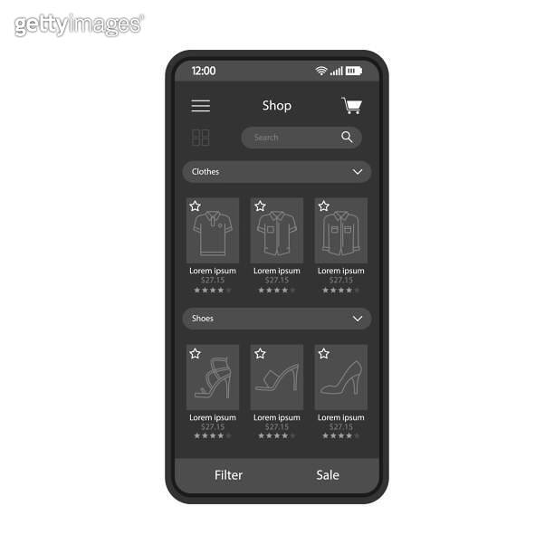 Online Clothing Store Smartphone Interface Vector Template 이미지 1178642841 게티이미지뱅크