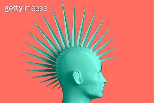 Abstract color pastel background with female profile and stylized ...