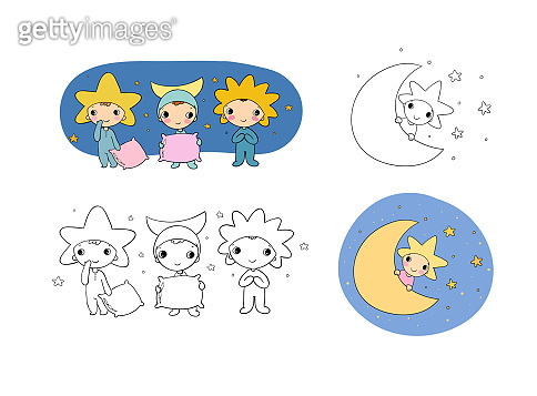 Boys gnome in the costumes of the moon, the sun and the star. Cute ...