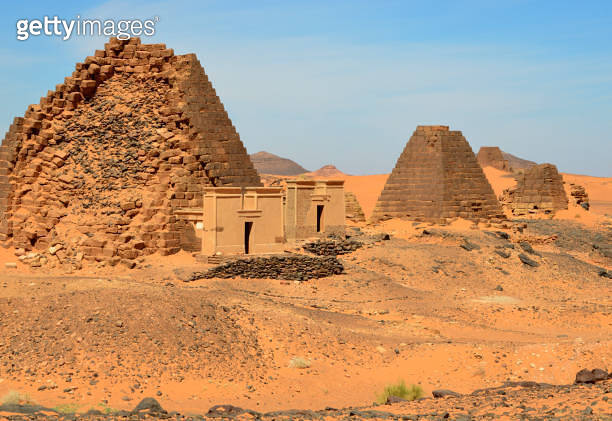 Meroe pyramids - South cemetery, ruins of King Arqamani tomb - Nubian ...