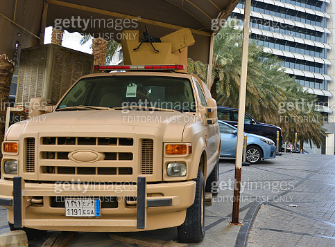 Army vehicle with machine gun, security of the Al Faisaliyah Center ...