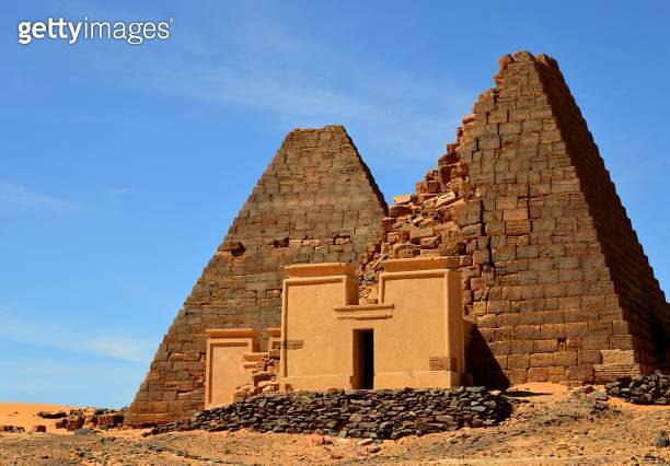 Meroe pyramids - South cemetery, ruins of King Arqamani tomb - Nubian ...