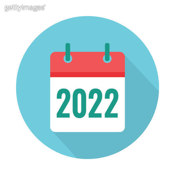2022 calendar icon flat color. New year vector sign 이미지 (1189908775 ...