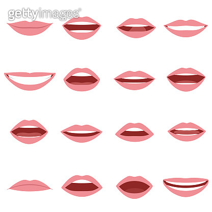 Mouth animation set. Mouths pronounce letters. Lip movement. Various ...