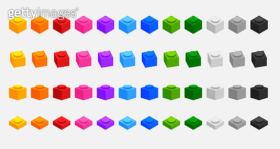 set of 3d building blocks bricks in many colors 이미지 (1186477290) - 게티이미지뱅크
