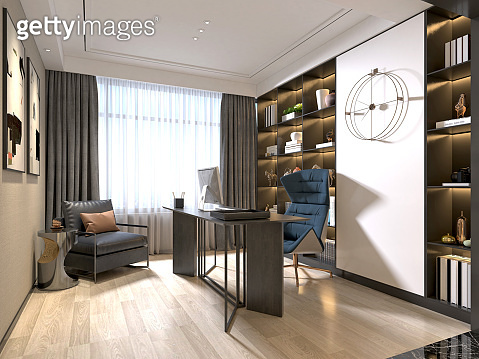 3d render. Personal study and work room interior. (1177123672) - 게티이미지뱅크