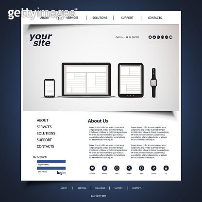 One Page Website Template - Mobile Technology 이미지 (1146087128) - 게티이미지뱅크