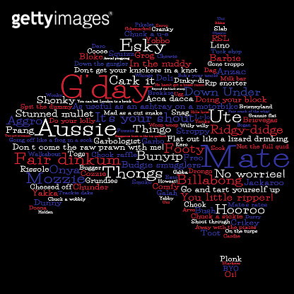 Australia map made from Australian slang words in vector format ...