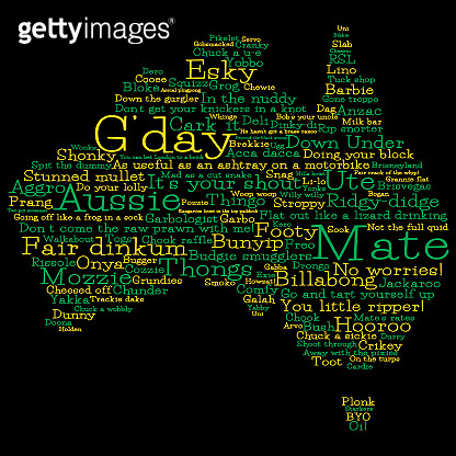 Australia map made from Australian slang words in vector format. 이미지 ...