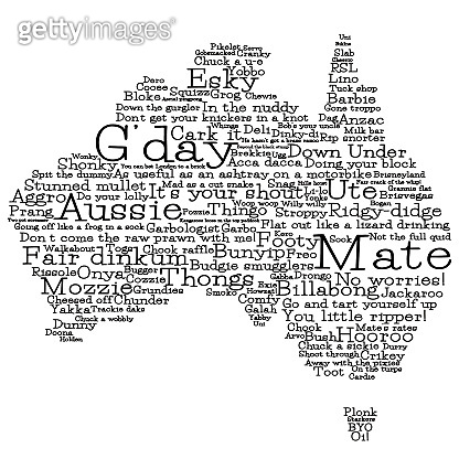 Australia map made from Australian slang words in vector format ...