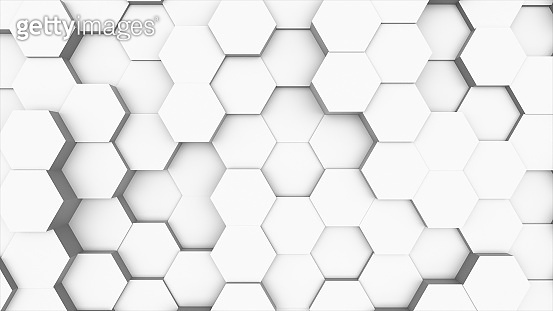 Random waving motion abstract background from hexagon geometric surface loop: light bright clean ...