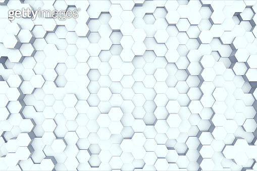 Random waving motion abstract background from hexagon geometric surface loop: light bright clean ...