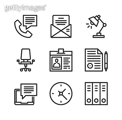 Office line icons. Simple outline symbols, modern linear graphic ...