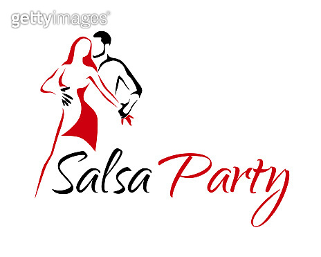 Tango, salsa dancing couple man and woman vector illustration, symbol ...