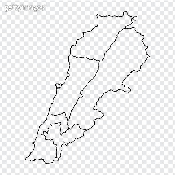Blank map of Lebanon Republic. High quality map of Lebanon with ...