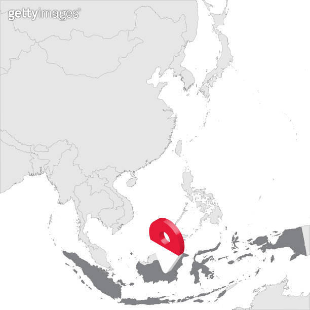Indonesia Location Map on map Asia. 3d Indonesia flag map marker ...