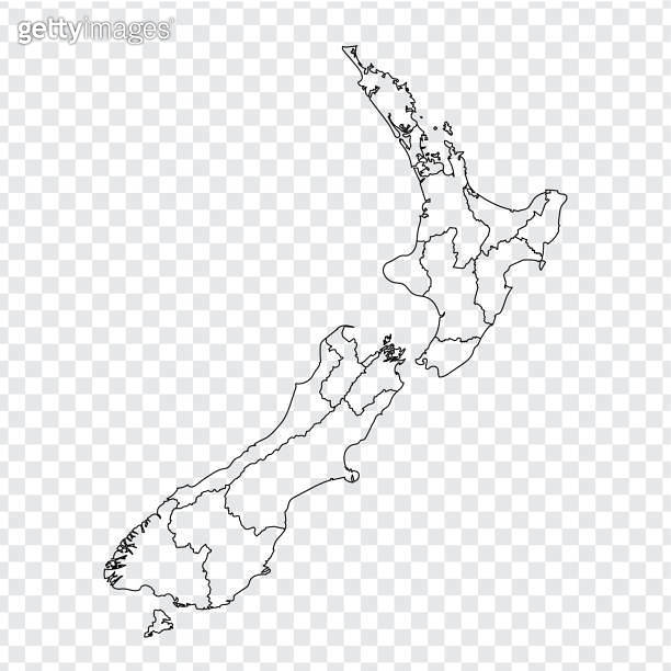 Blank map of New Zealand. High quality map of New Zealand with ...