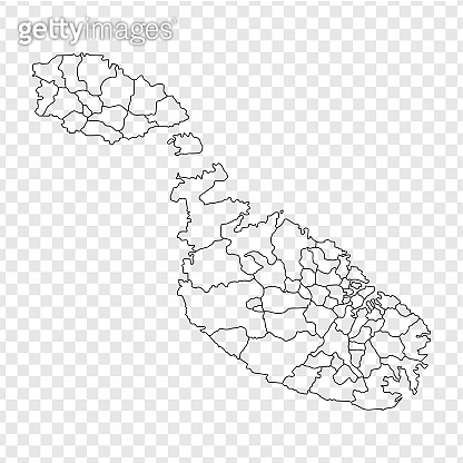Blank map Malta. High quality map of Malta with provinces on ...