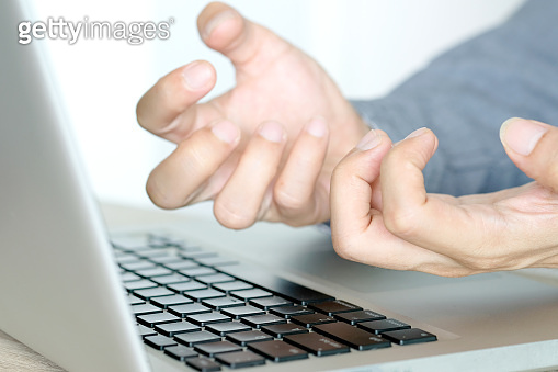 Hands of computer users have pain and injury to the fingers. From ...