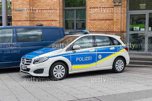 German Polizei Police car Mercedes-Benz. 이미지 (1175078739) - 게티이미지뱅크