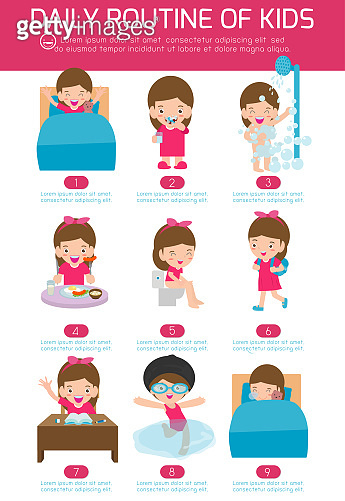 daily routine, daily routine of happy kids . infographic element ...