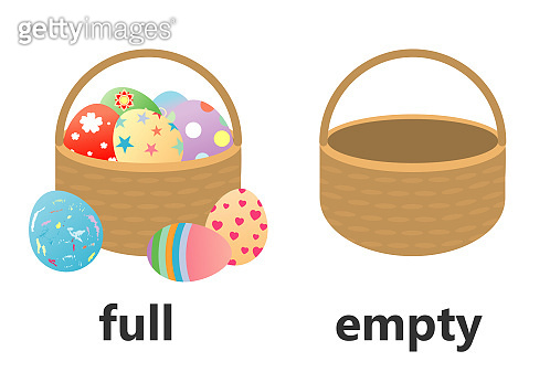 Opposite full and empty vector illustration, Opposite English Words ...