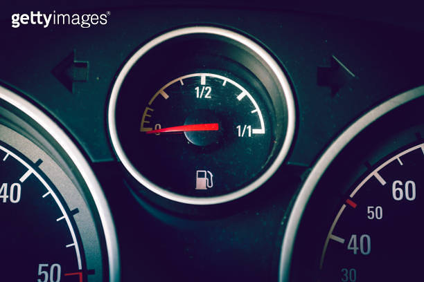 empty petrol tank indicator. Concept of transport and ecology ...