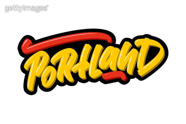 Portland hand drawn modern brush lettering. Vector illustration logo ...