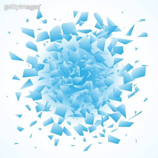 Abstract background with explosion effect. Dynamic flying fragments of ...