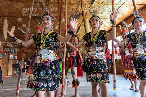 Kadazan Dusun Murut borneo indigenous Magunatip bamboo dancing ...
