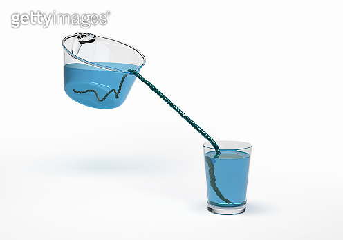 Water Pour Down the String Science Experiment Isolated. 3D Rendering ...