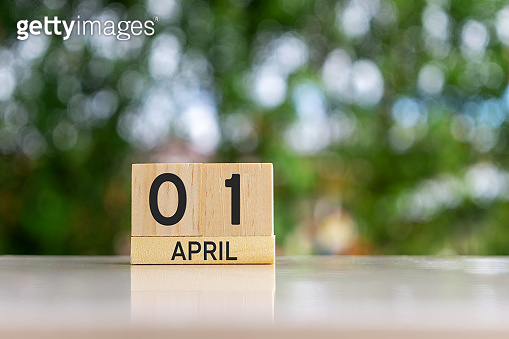 Wooden blocks calendar with date 01 April- April Fools Day (1089594542 ...