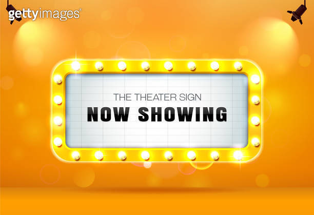 theater sign or cinema sign on curtain with spot light,frame,border 이미지 ...
