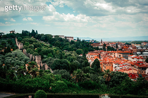 Beautiful panoramic view Florence Firenze, Italian renaissance churches ...