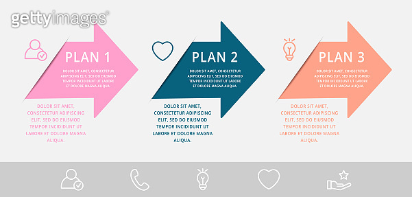 Vector infographic flat template arrows for three label, diagram, graph, presentation. Business ...
