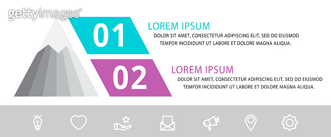 Vector infographic template with pyramid and mountain and two labels ...