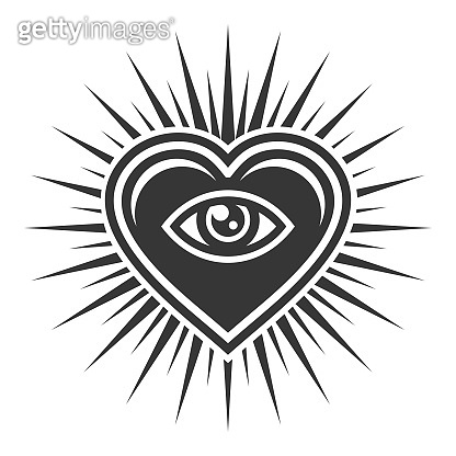 Eye Inside Heart Sign. Masonic Icon on White Background. Vector 이미지 ...
