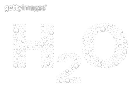 H2O text from bubbles. Chemical water formula. transparent text with ...
