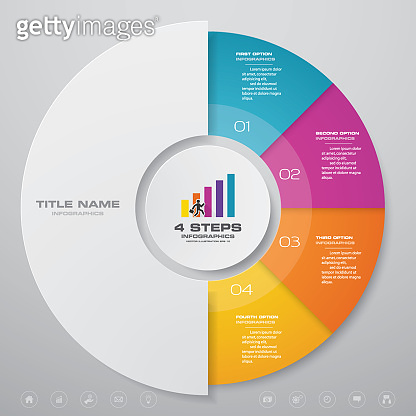 4 steps half cycle chart infographics elements. 이미지 (1093090292) - 게티이미지뱅크
