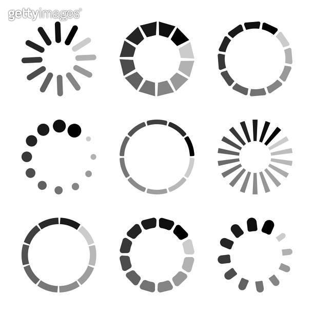 Set of circular loading icons, waiting signs. Progress bar for upload ...