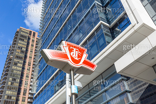 Toronto, Canada – 20 August, 2018: Toronto TTC sign and subway entrance ...