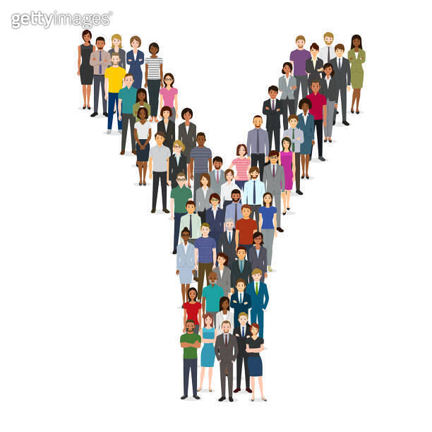 Large group of people gathering in letter Y 이미지 (1166974732) - 게티이미지뱅크