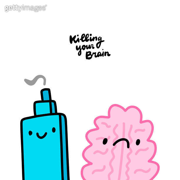 Killing your brain hand drawn vector illustration in cartoon style ...