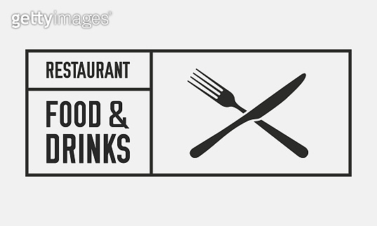 Restaurant, cafe, food sign. Food vintage badge concept. Fork and Knife ...